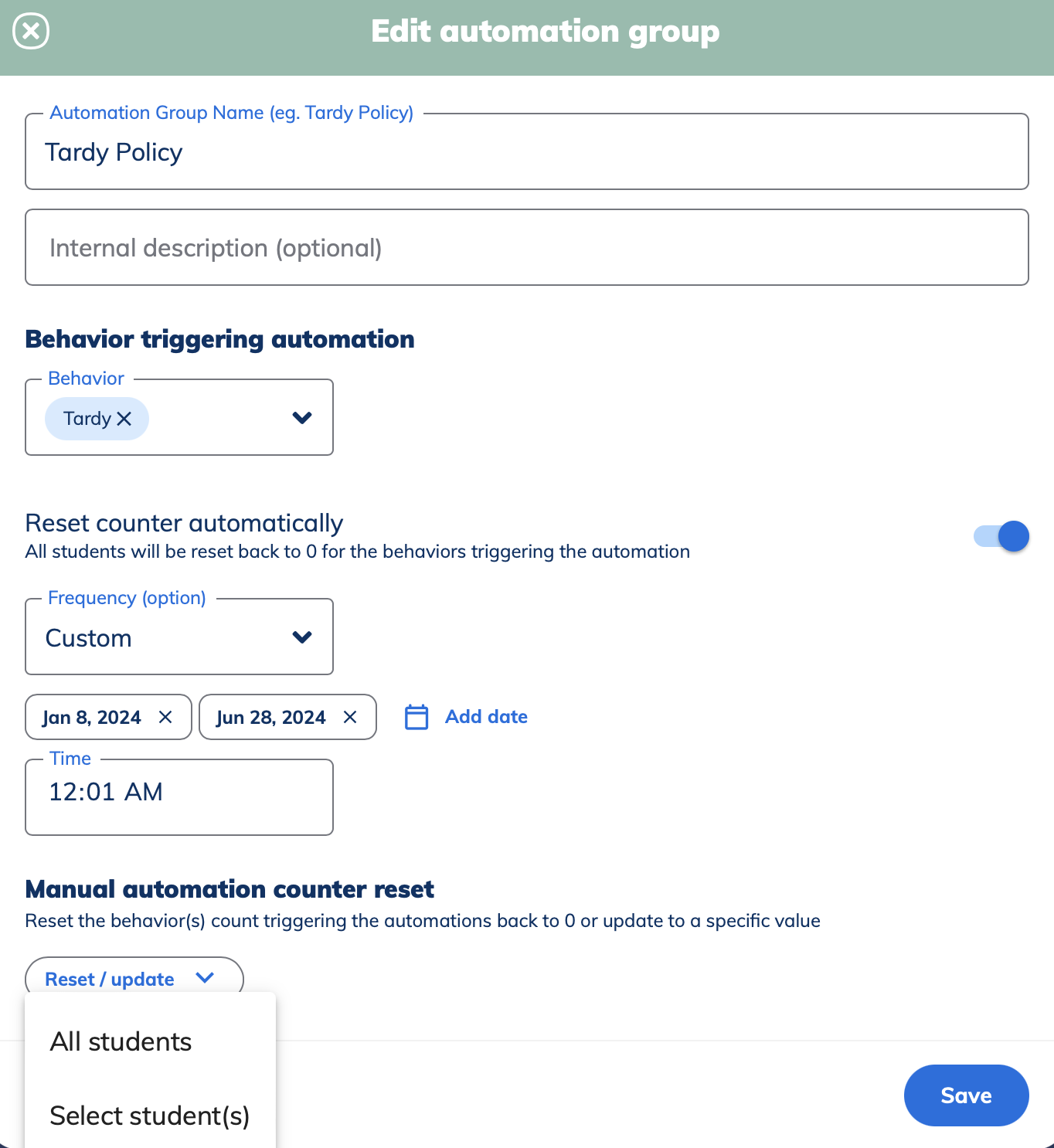 Updating Student Counters to the Correct Step in your Progressive Discipline Framework